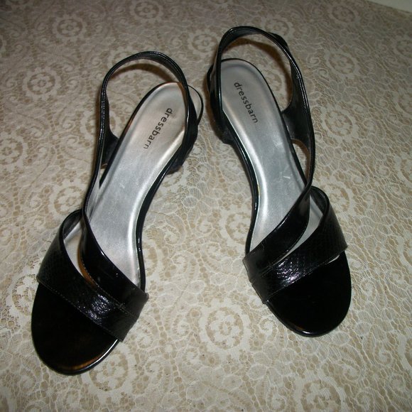 Dress Barn | Shoes | Sweet Slingback Sandal Black Patent Heels 8 2 ...